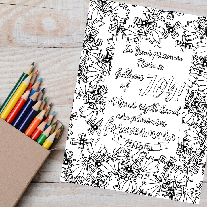 Fullness of Joy Scripture Coloring Page – A Divine Encounter Shop