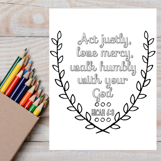 Justice, Mercy, Humility Scripture Coloring Page – A Divine Encounter Shop
