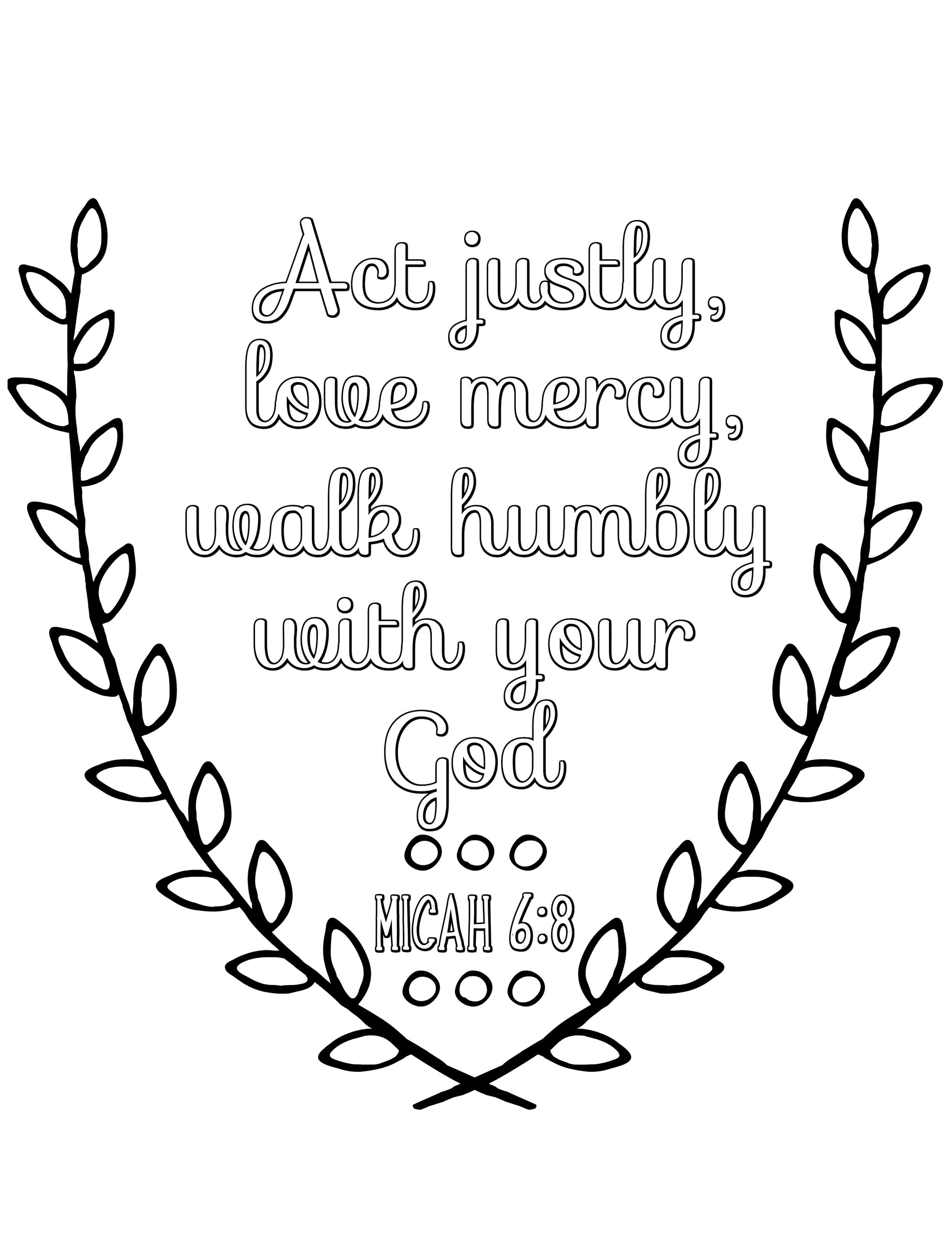 Justice, Mercy, Humility Scripture Coloring Page – A Divine Encounter Shop